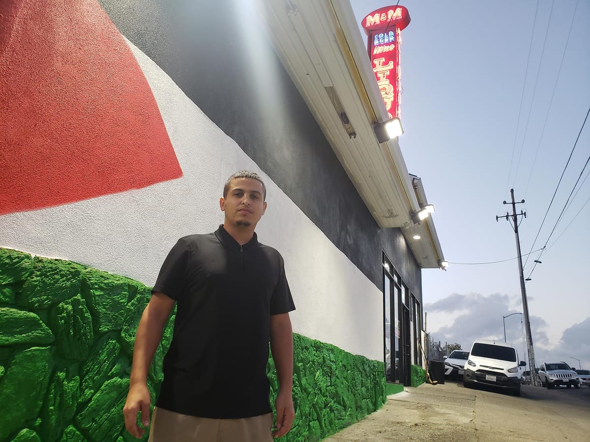 Prominent Vallejo liquor store painted with Palestinian flag