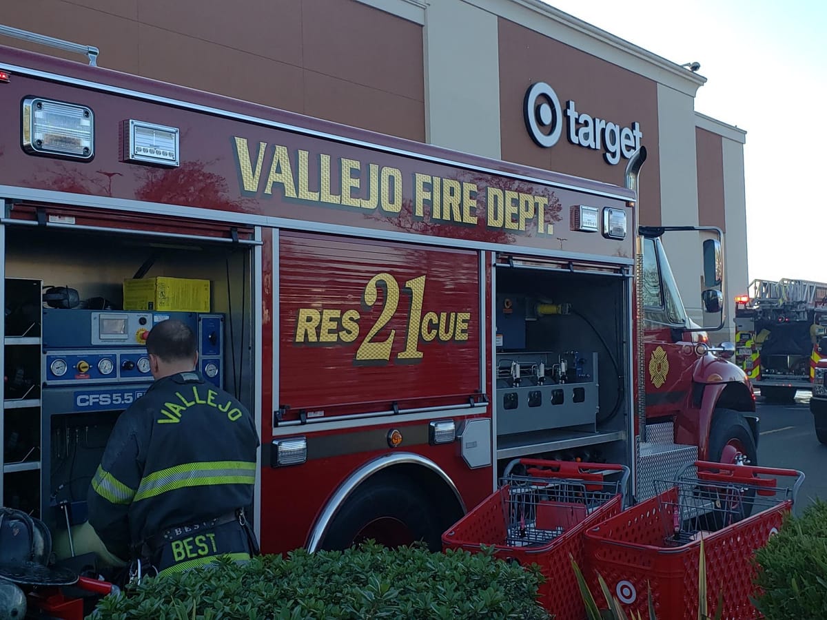 Vallejo firefighters extinguish arson fire at Admiral Callaghan Target